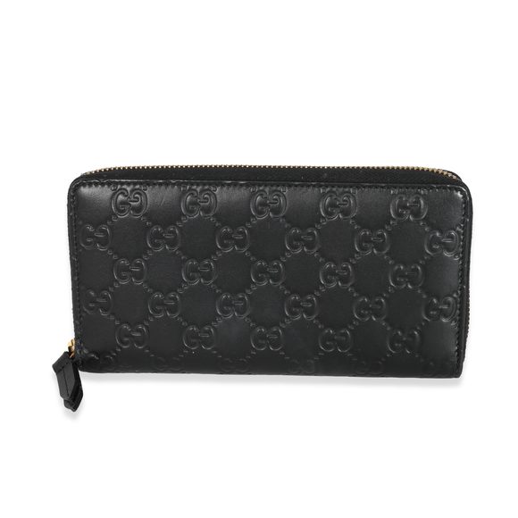 Gucci | Bags | Gucci Black Guccissima Embossed Leather Zip Around ...